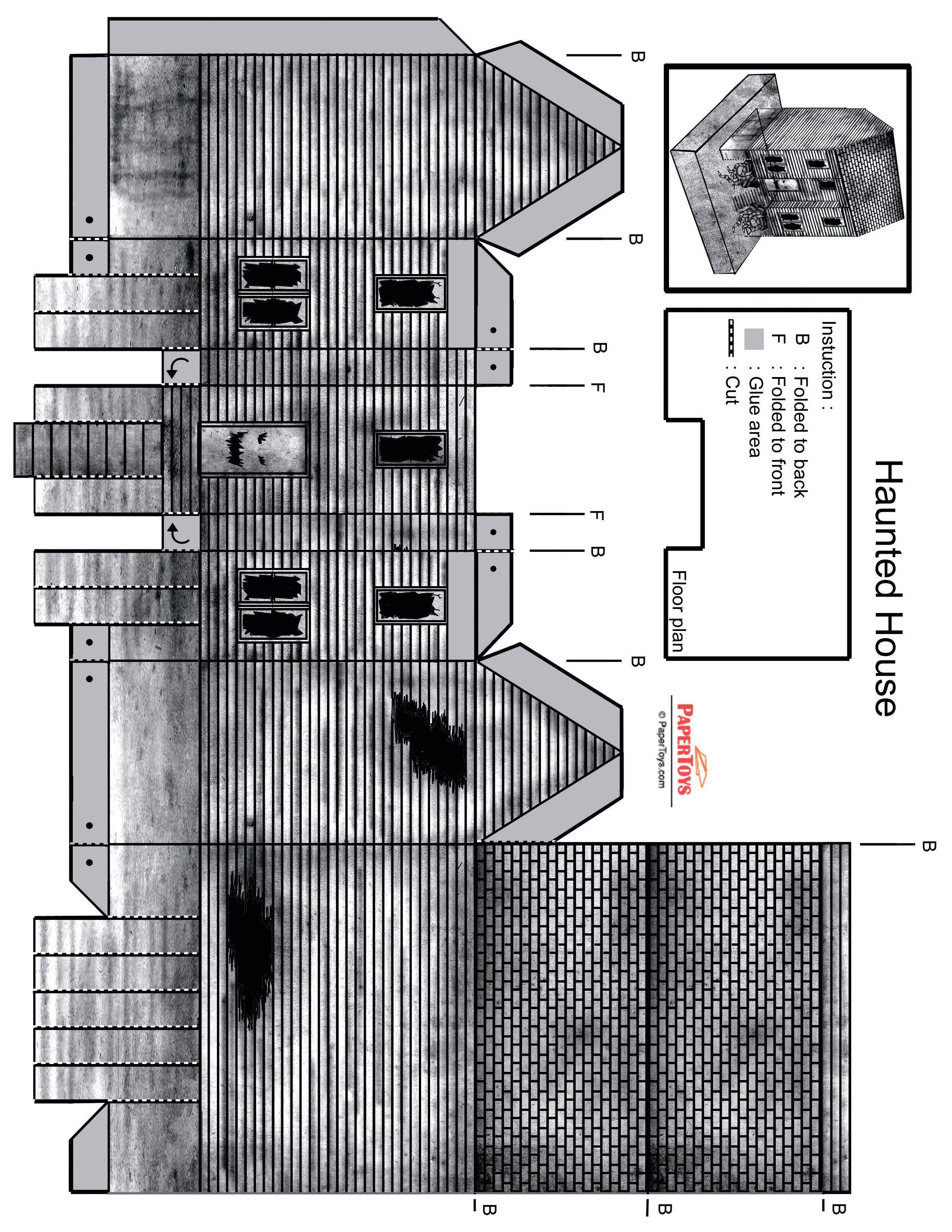 Haunted House Paper Model Free Printable Paper Template